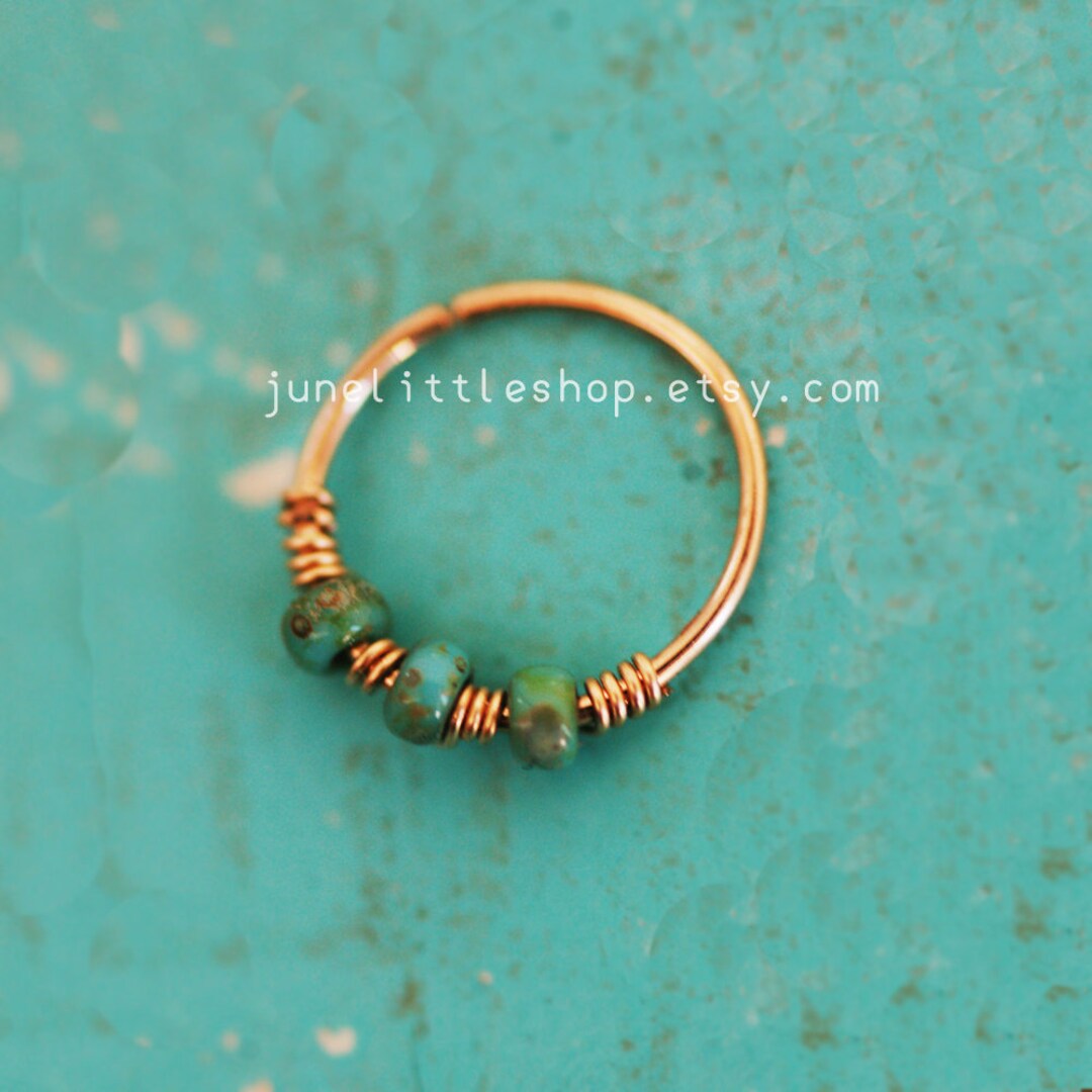 Helix Hoop,helix Hoop Ring,gold Helix Hoop, Nose Turquoise Hoop,helix ...