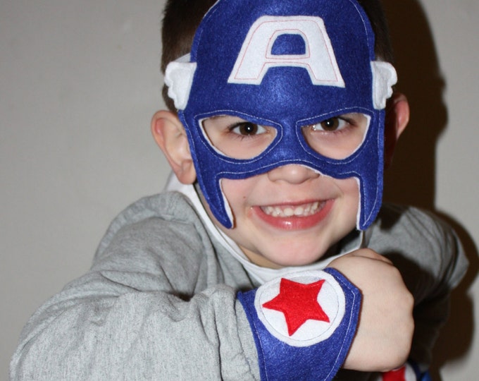 Captain America Inspired Mask and Wrist Cuffs - Etsy