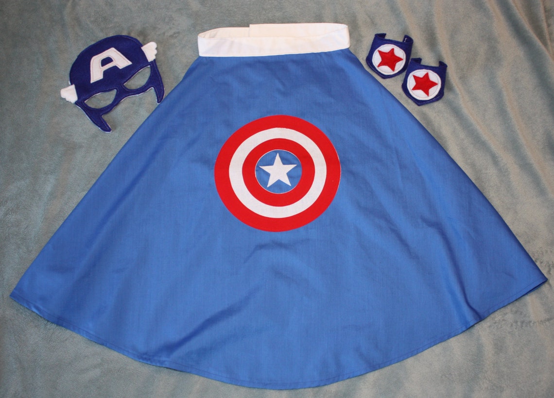 Captain America Inspired Cape, Mask and Wrist Cuffs - Etsy
