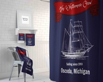 Nautical shower curtain | Etsy