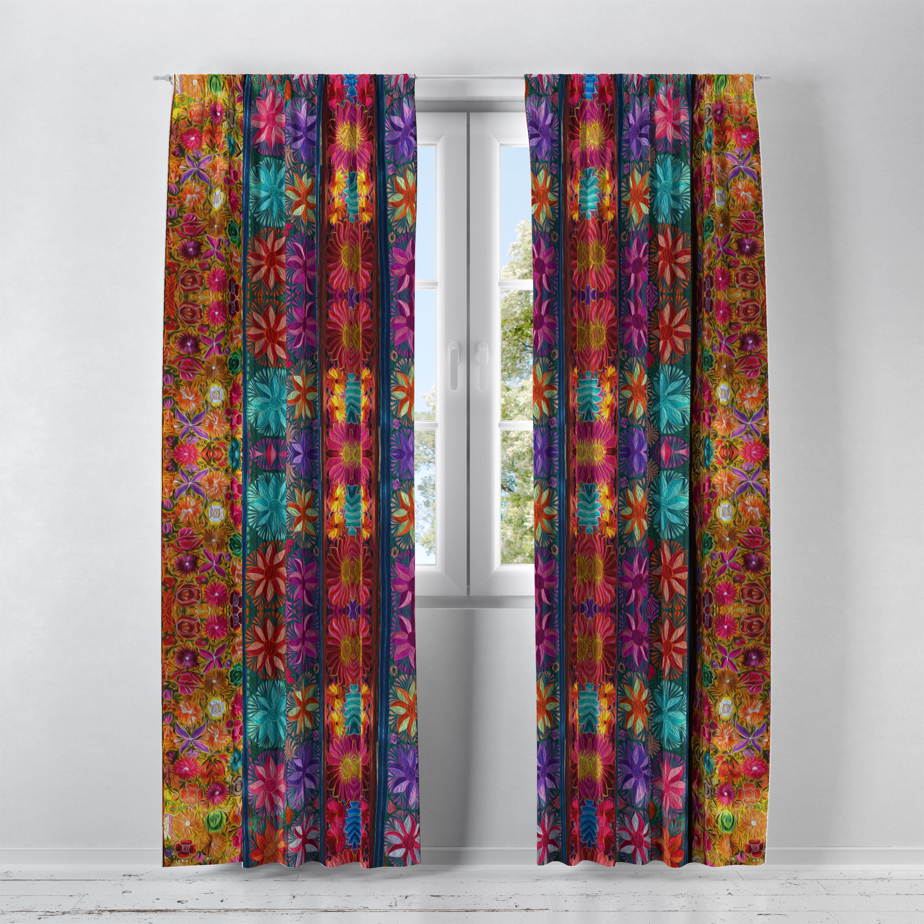 Boho Floral Window Curtains - Etsy Australia