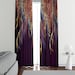 Burgundy Wispy Window Curtains Boho Chic Abstract Botanical Drapes ...