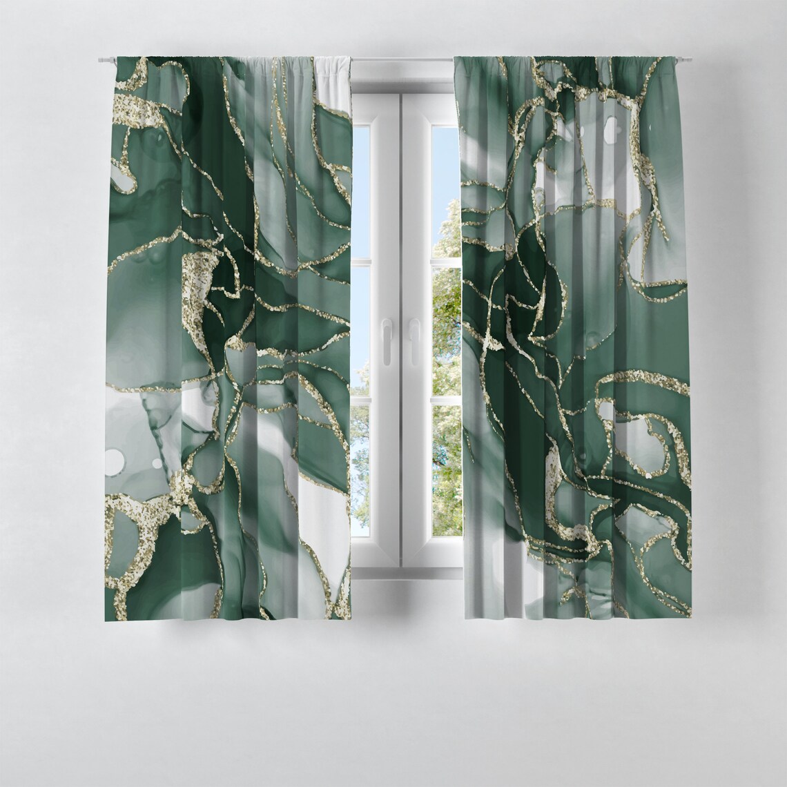 Swirling Sage Window Curtains - Etsy