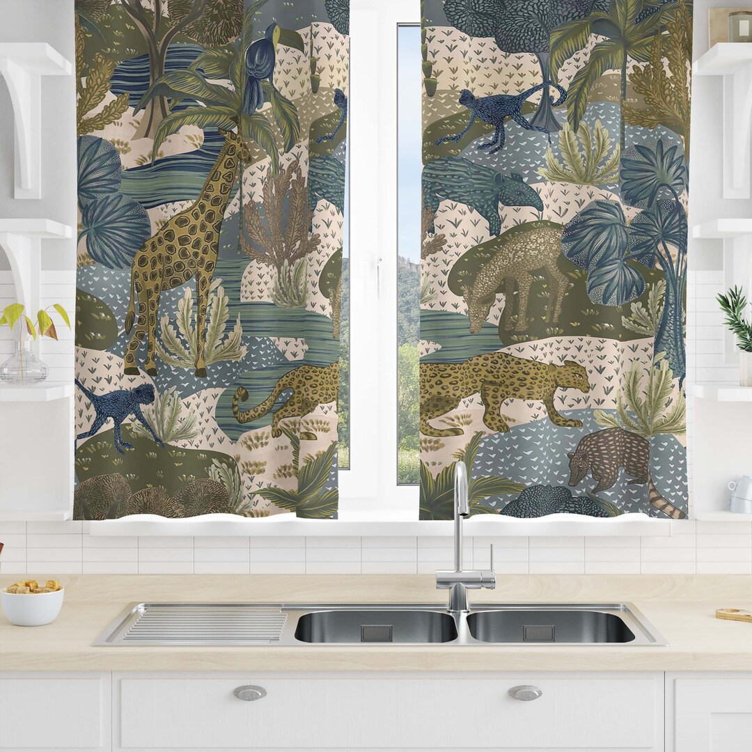 Nature Safari Animals Window Curtains Custom Size Available - Etsy