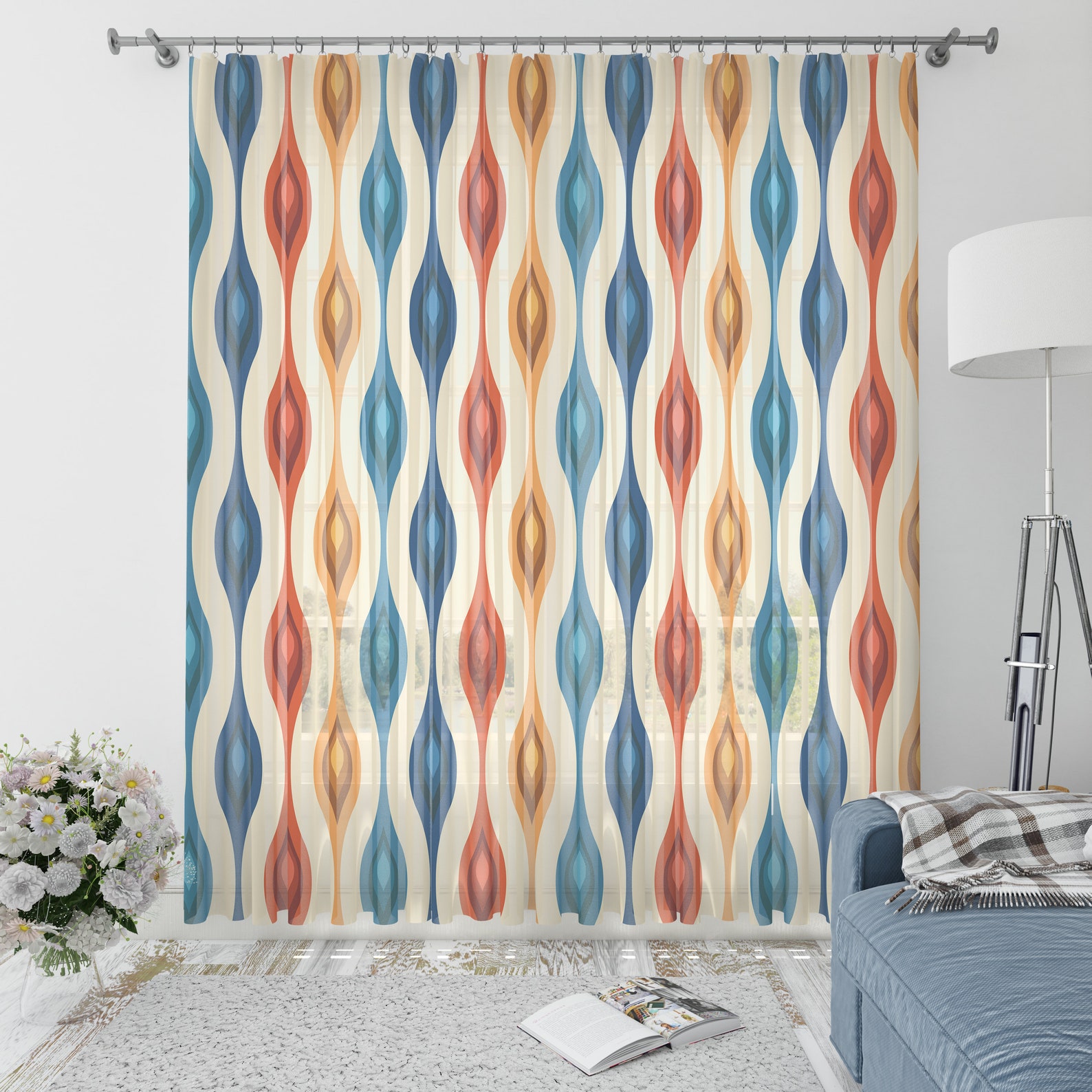 Mid Century Modern Window Curtains Options Sheer, Semi Sheer, Lined ...