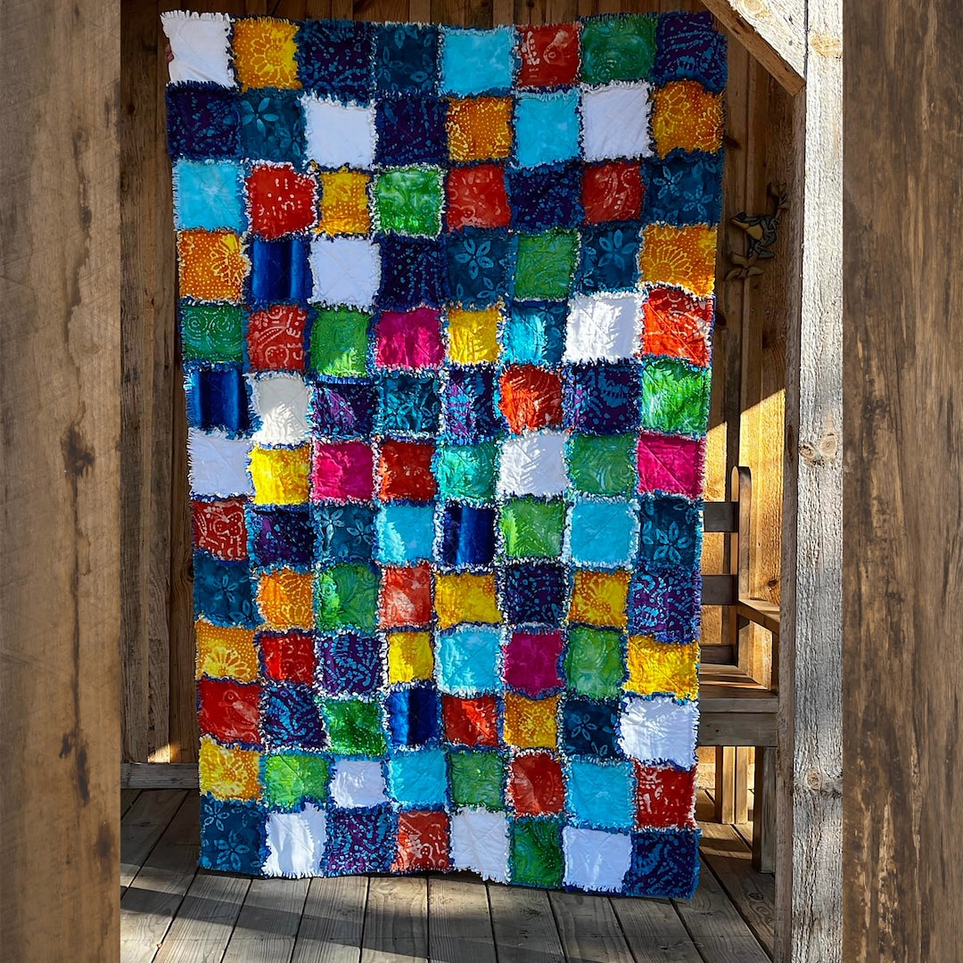 Batik Patchwork Rag Quilt 54 X 83 Twin Size Quilt - Etsy