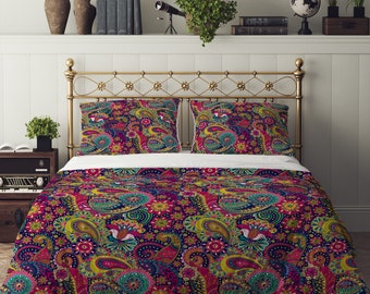 Pottery Barn Duvet Cover FULL QUEEN Jordana Paisley Medallion Blue Gold Cotton VINTAGE Etsy