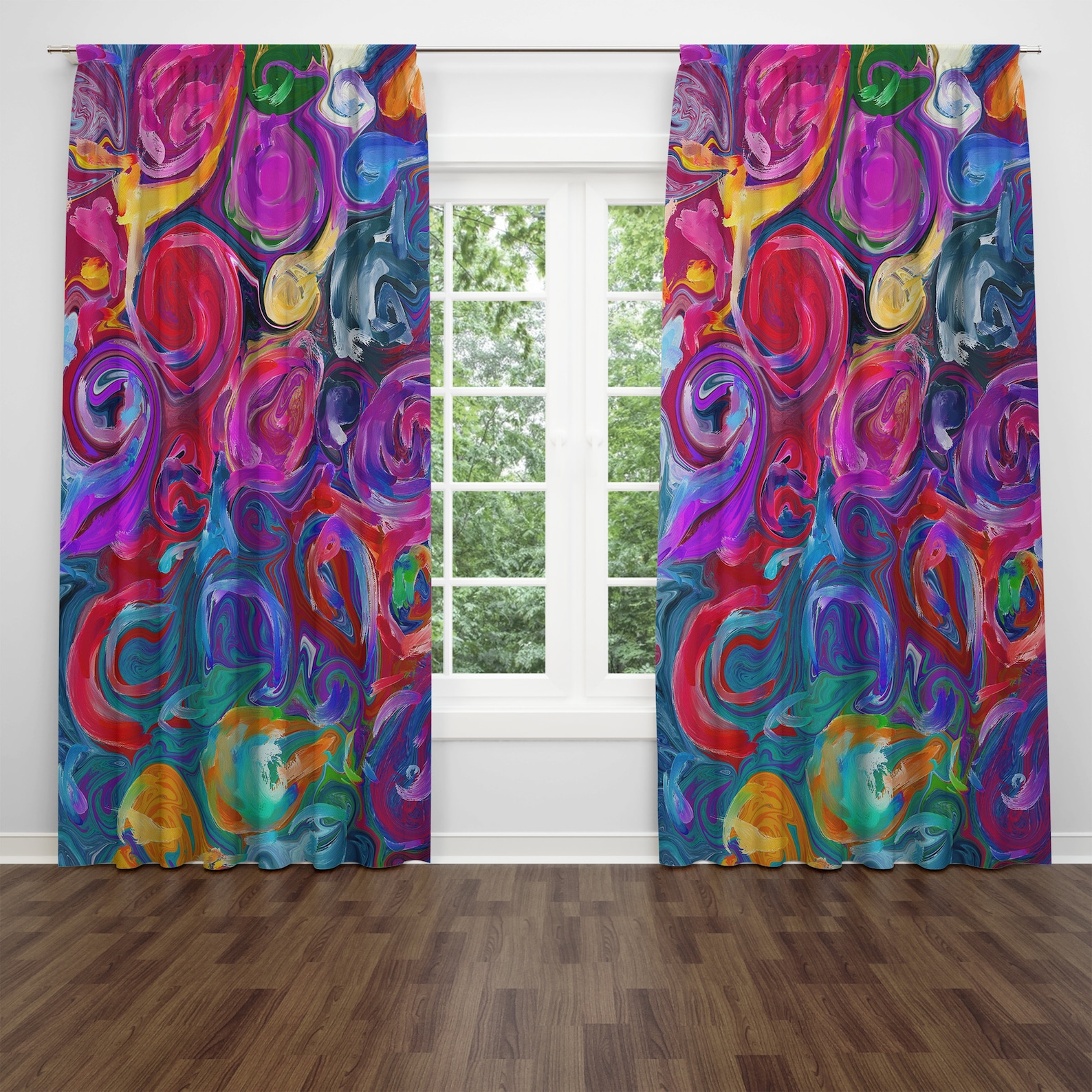 Colorful Abstract Window Curtains - Etsy