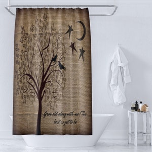 Primitive Shower Curtain, Grow Old With Me - Etsy
