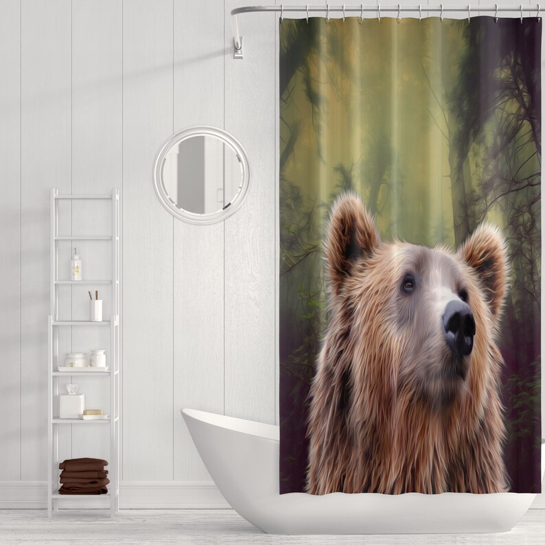 Brown Bear Shower Curtain - Etsy