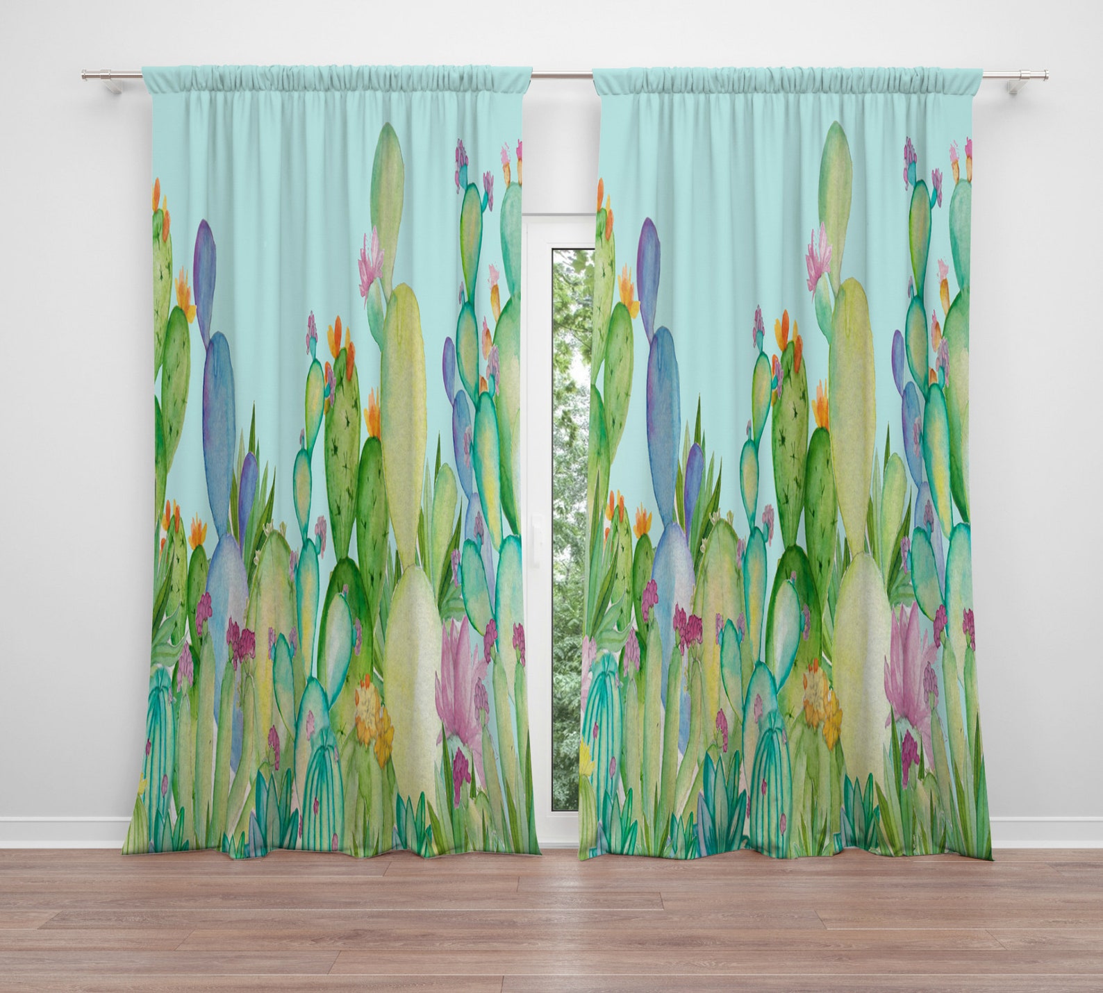 Cactus Window Curtains Cactus Valance Succulent Decor | Etsy