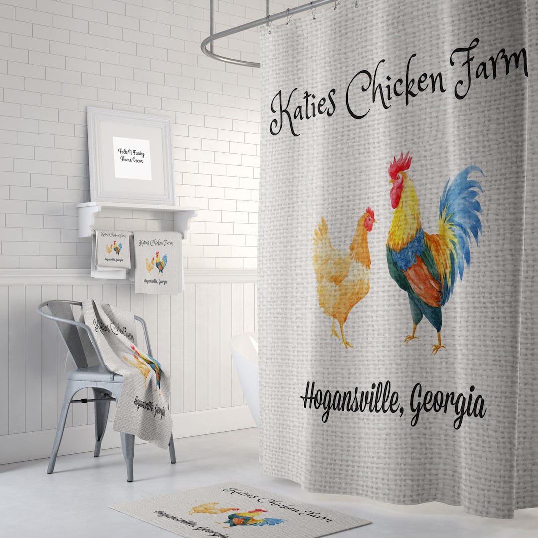 Personalized Chicken Farm Shower Curtain Farmhouse Chic Faux - Etsy
