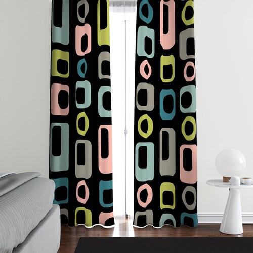 Mid Century Modern Window Curtains Atomic Diamonds Etsy
