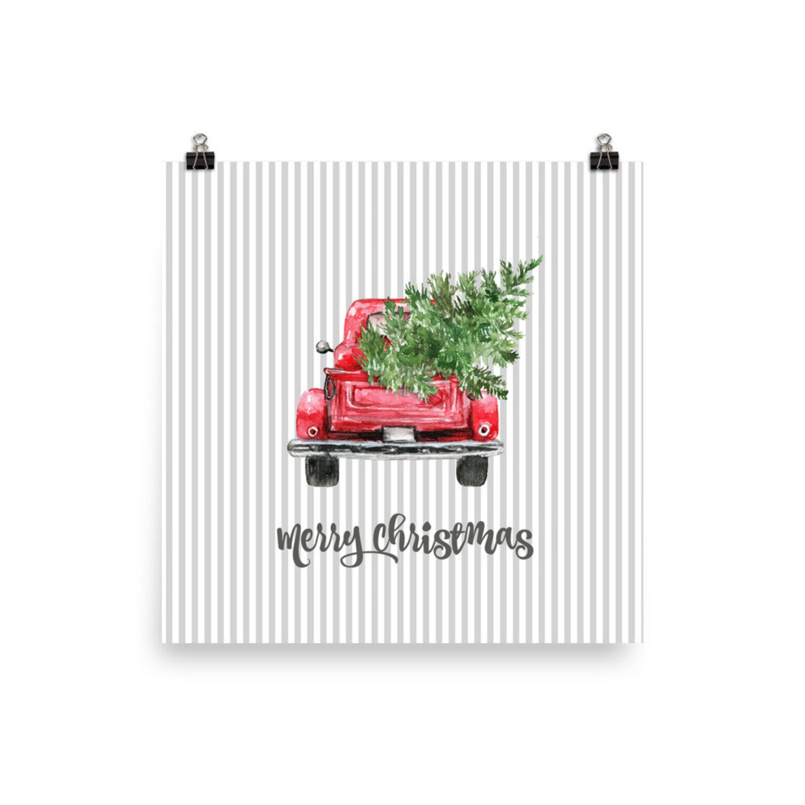 Red Truck With Christmas Tree Poster Print - Etsy