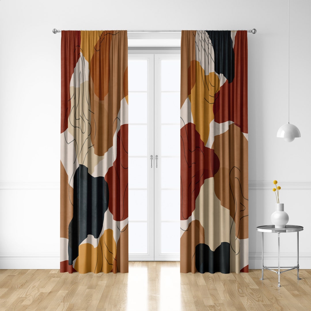 Modern Abstract Window Curtains - Etsy