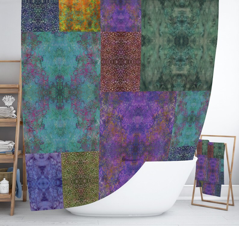Boho Shower Curtain Optional Bath Mat Bathroom Set Gypsy Batik | Etsy