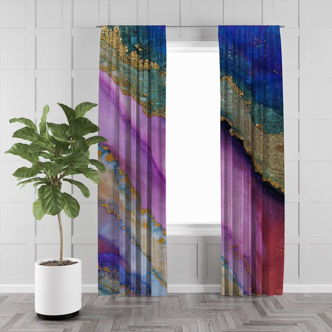Watercolor Abstract Window Curtains Options Sheer, Semi Sheer, Lined ...