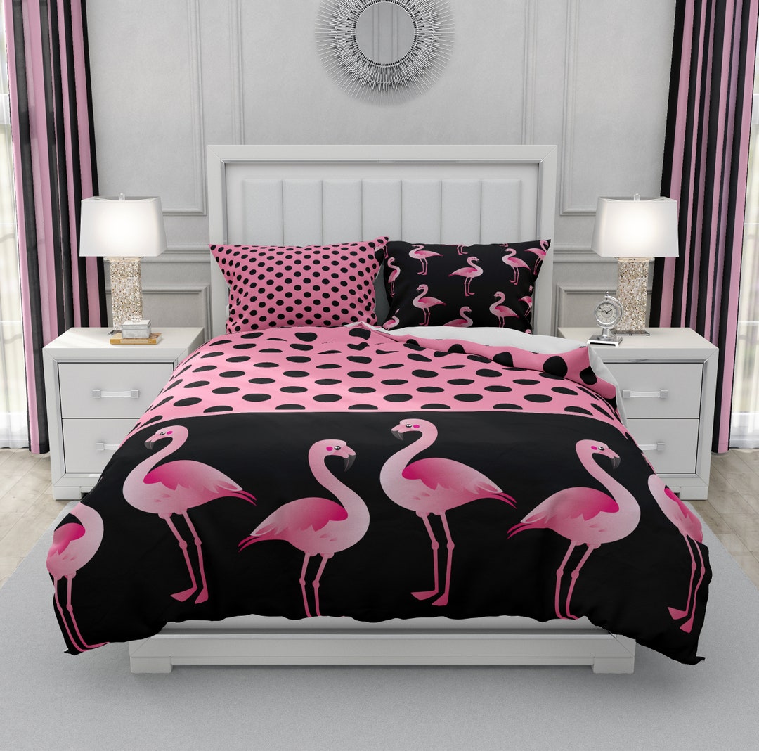 Flamingo Bedding , Comforter Set, Retro Design - Etsy