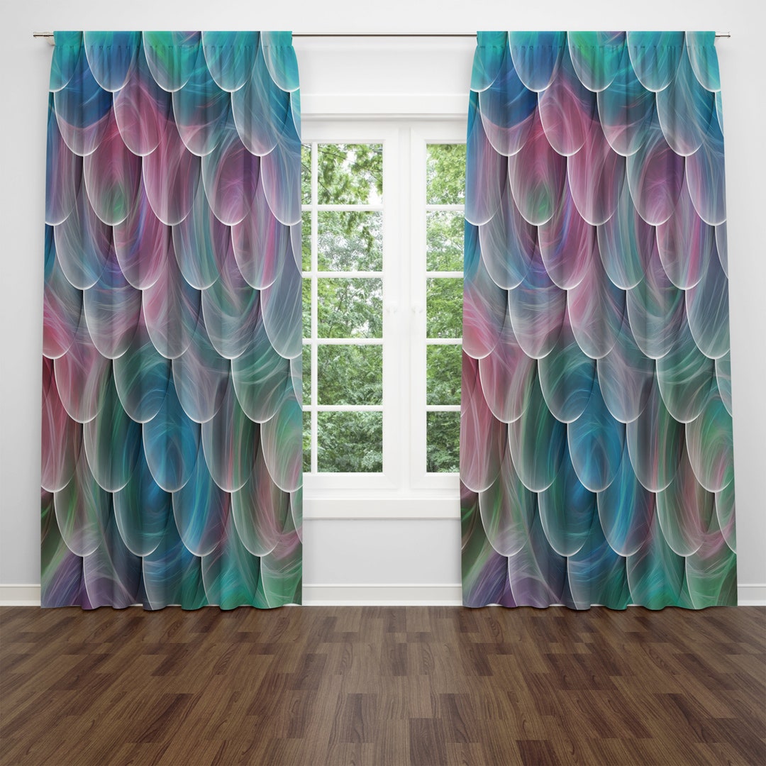 Swirling Whispers Window Curtains, Blackout or Sheer Window Treatments ...