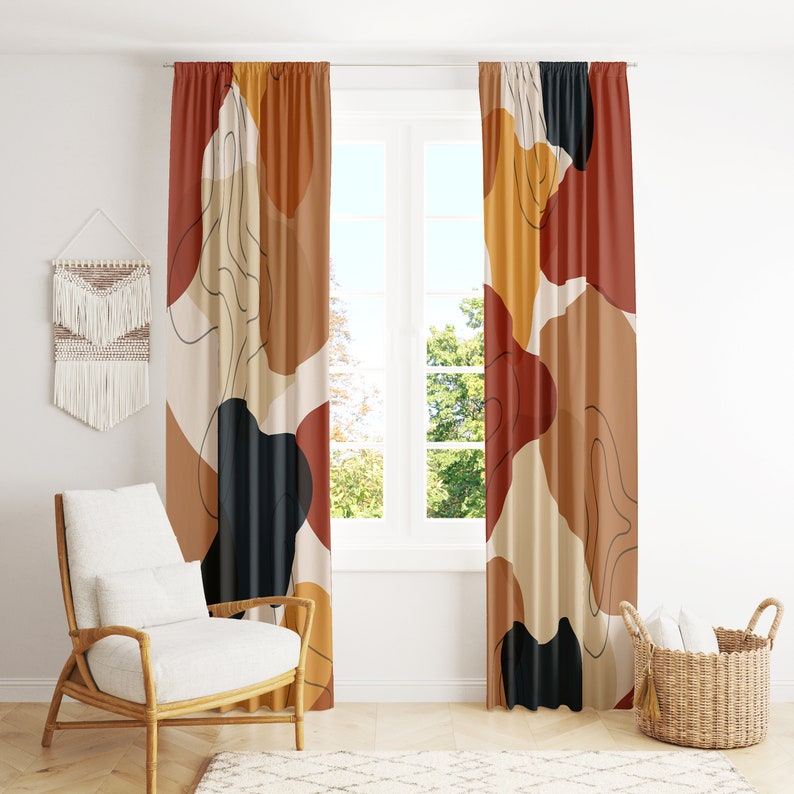 Modern Abstract Window Curtains - Etsy