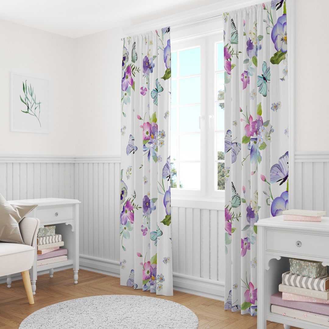 Pansy Floral Window Curtains - Etsy