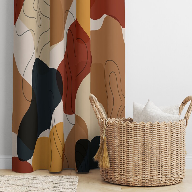 Modern Abstract Window Curtains - Etsy