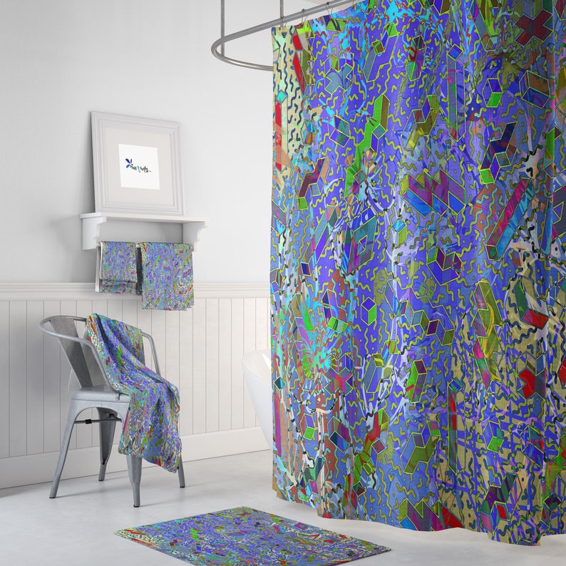 Shower Curtain Fabulous Funky Bath Mat Bath Towels Hand - Etsy