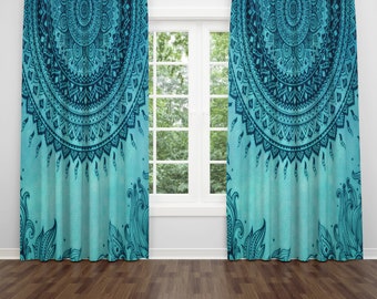 Turquoise Curtains - Etsy