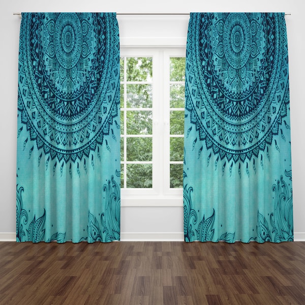 Turquoise Curtains - Etsy