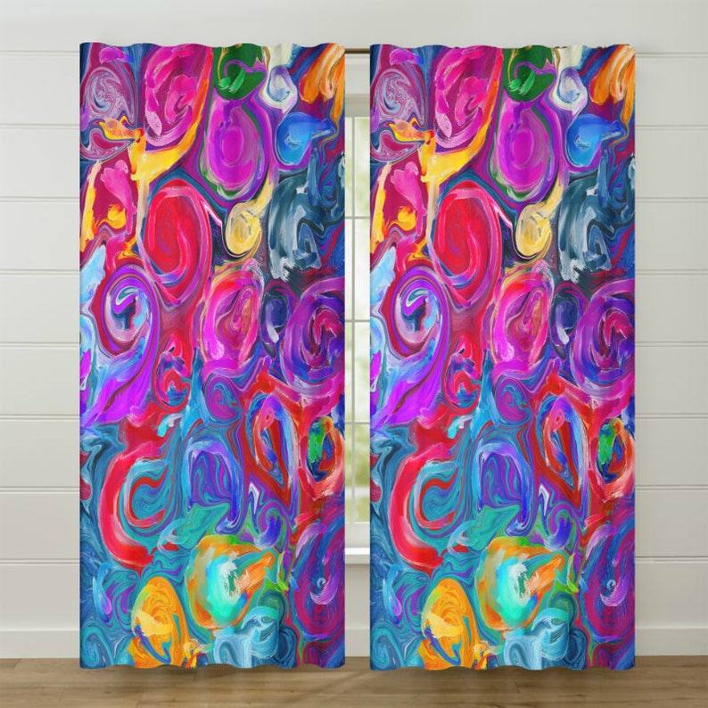 Colorful Abstract Window Curtains - Etsy