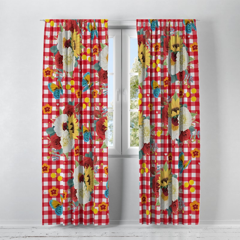 Gingham Curtains Etsy 6423