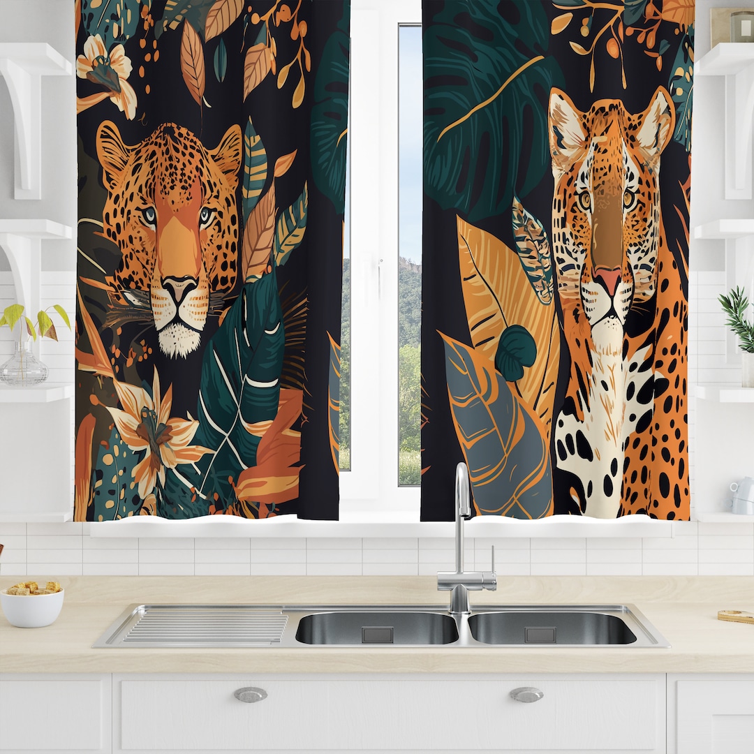 Tiger Window Curtains Custom Sizes Available - Etsy