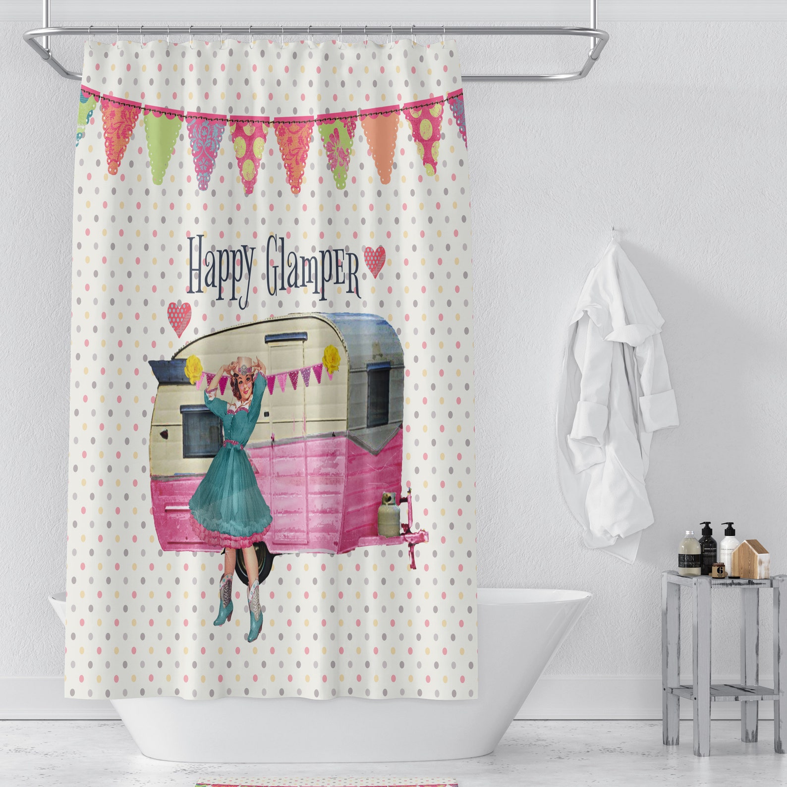Shower Curtain Vintage Camper Glamper - Etsy