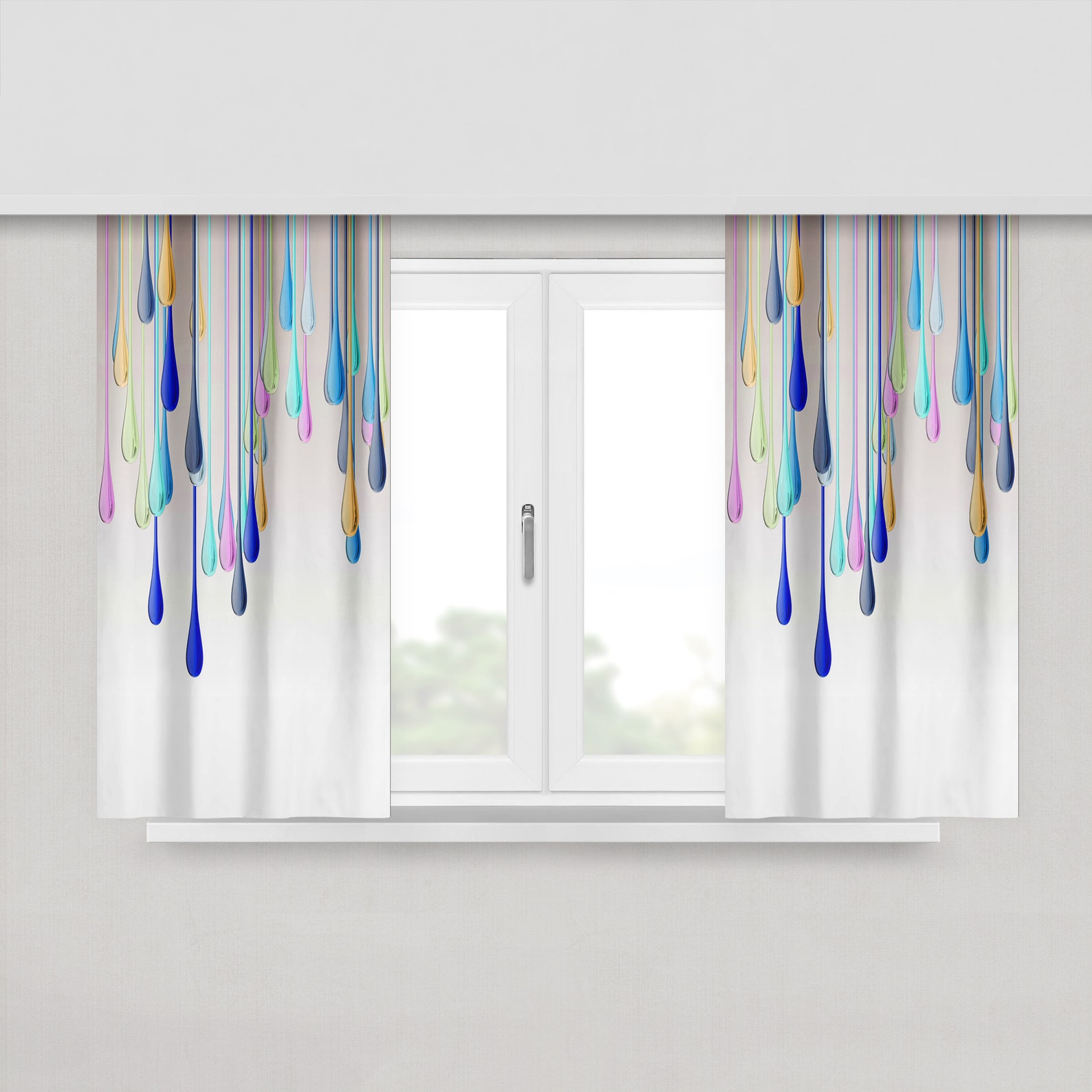 Window Curtains Boho Drapes Falling Rain Custom Curtains | Etsy