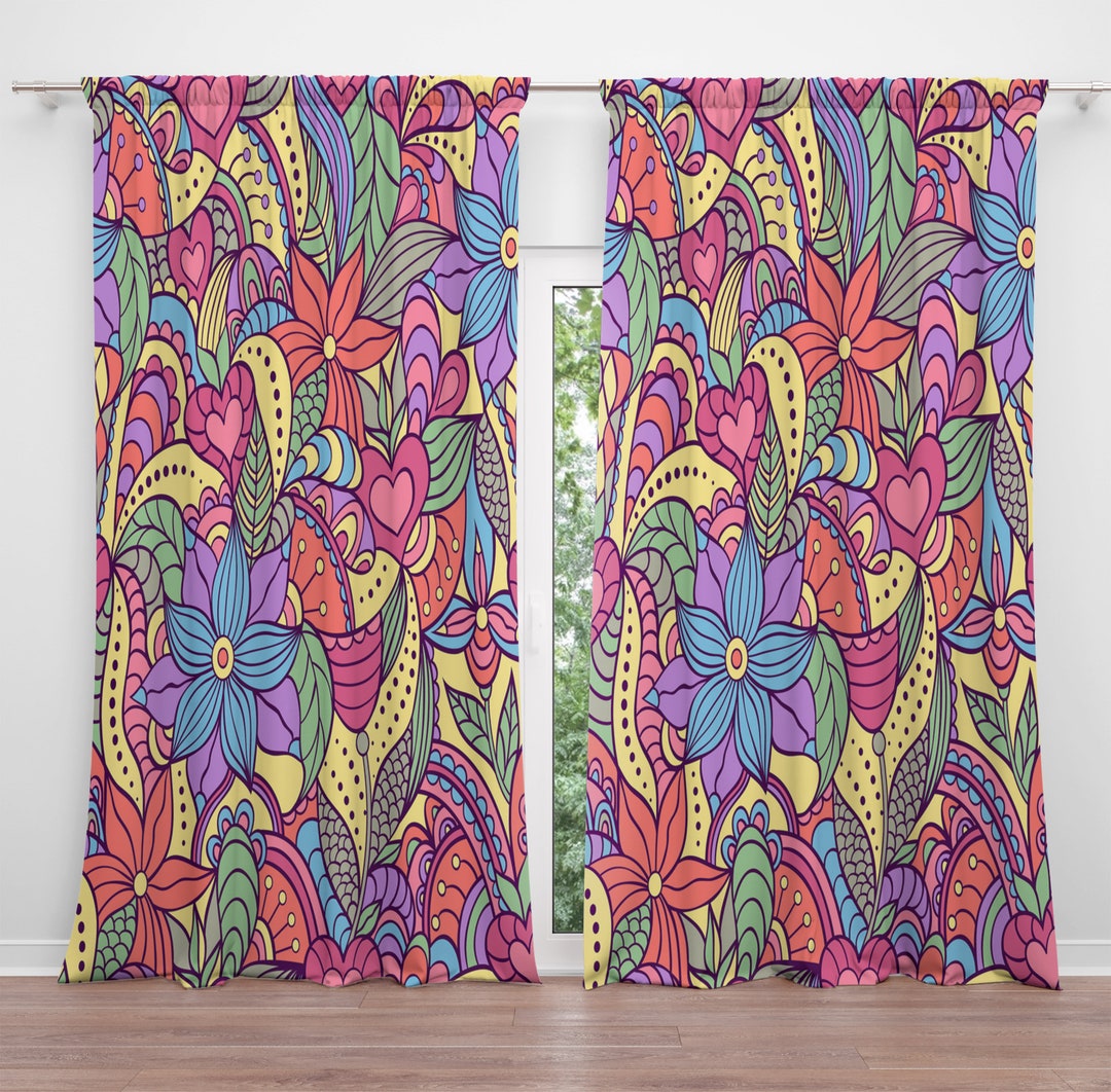 Colorful Abstract Hippie Boho Window Curtains - Etsy