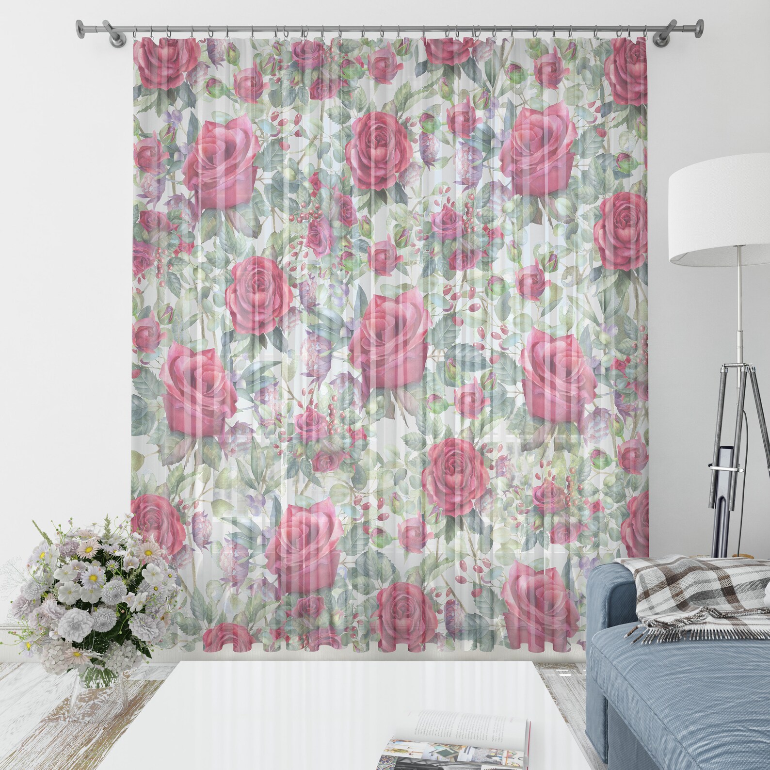 Roses Roses Floral Window Curtains - Etsy