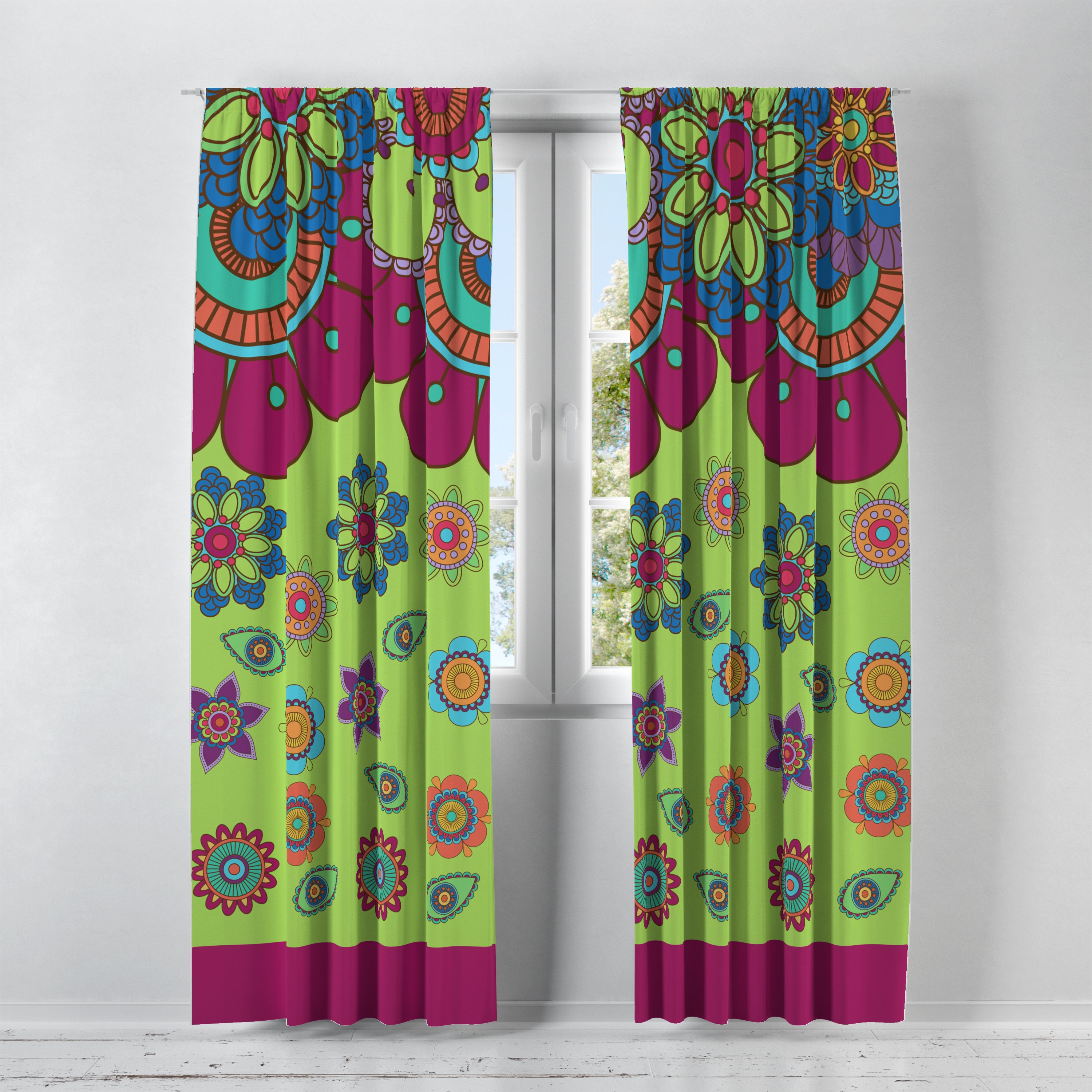 Blooms Floral Window Treatments Custom Window Curtains | Etsy