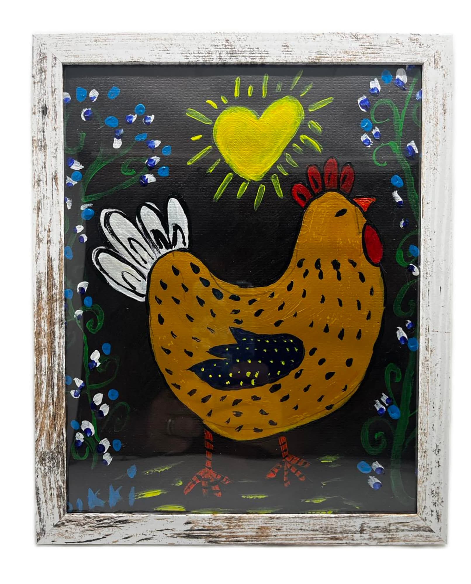 Folk Art Chicken Painting chickee Chickee Chick 8 X 10 Framed - Etsy
