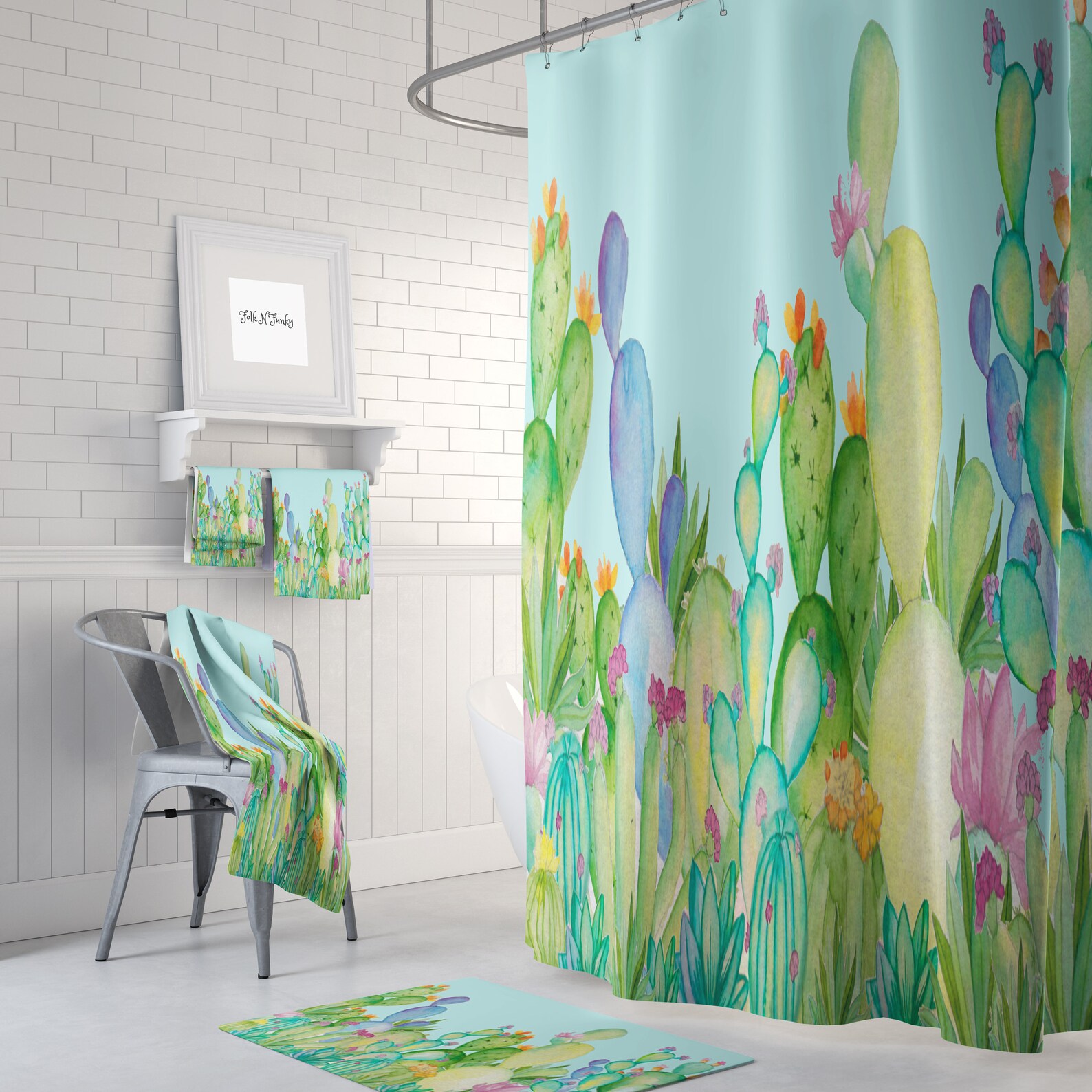 Cactus Shower Curtain Cactus Bath Mat Cactus Bathroom - Etsy