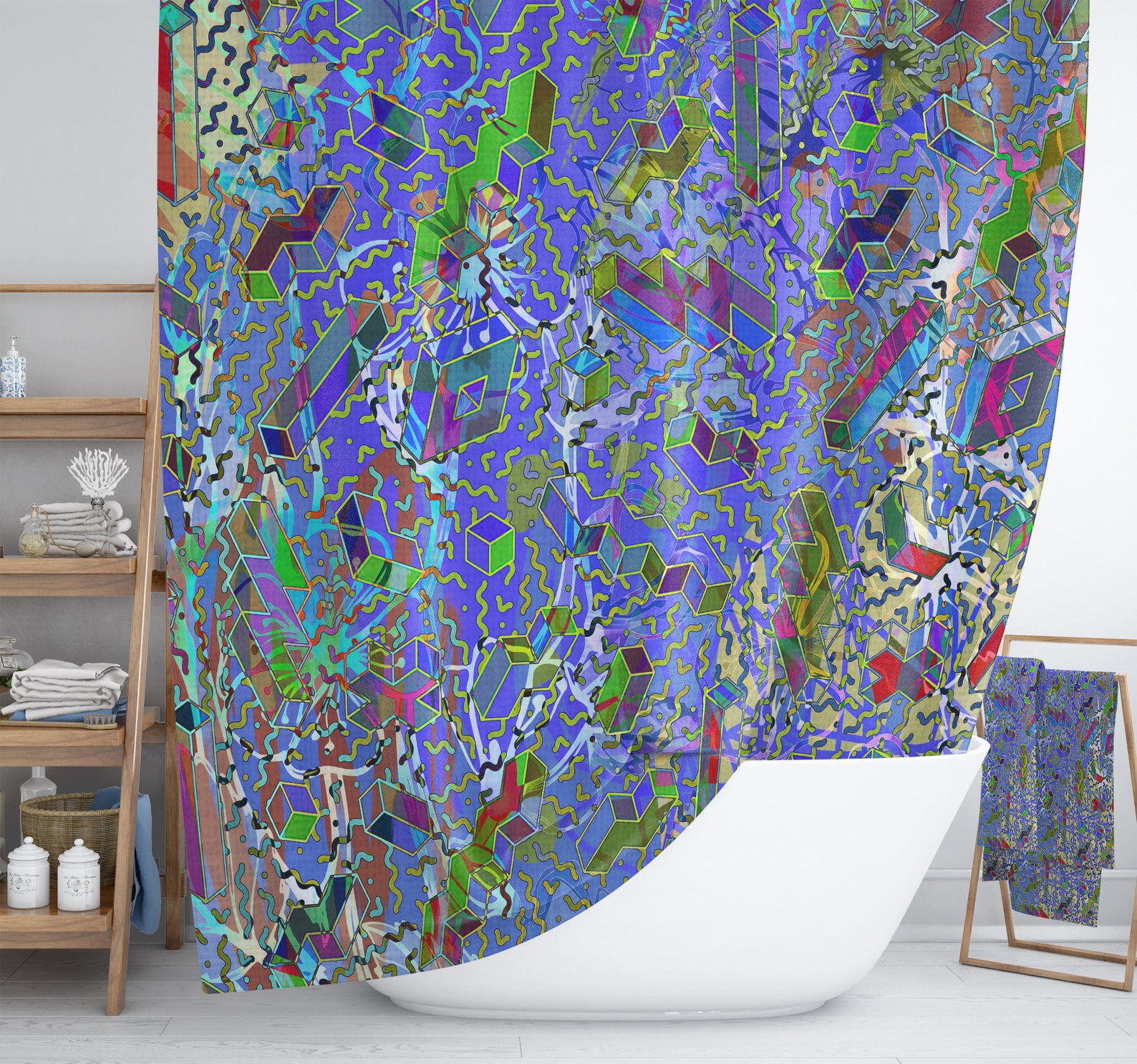 Shower Curtain Fabulous Funky Bath Mat Bath Towels Hand - Etsy
