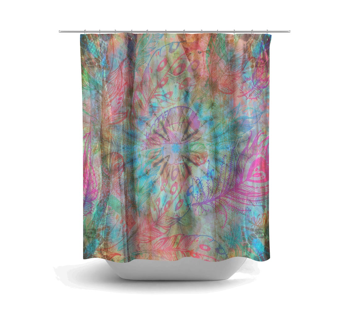 Hippie Boho Shower Curtain Optional Bath Mat Bathroom Blowing - Etsy