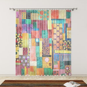 Fun and Funky Faux Patchwork Window Curtains - Etsy