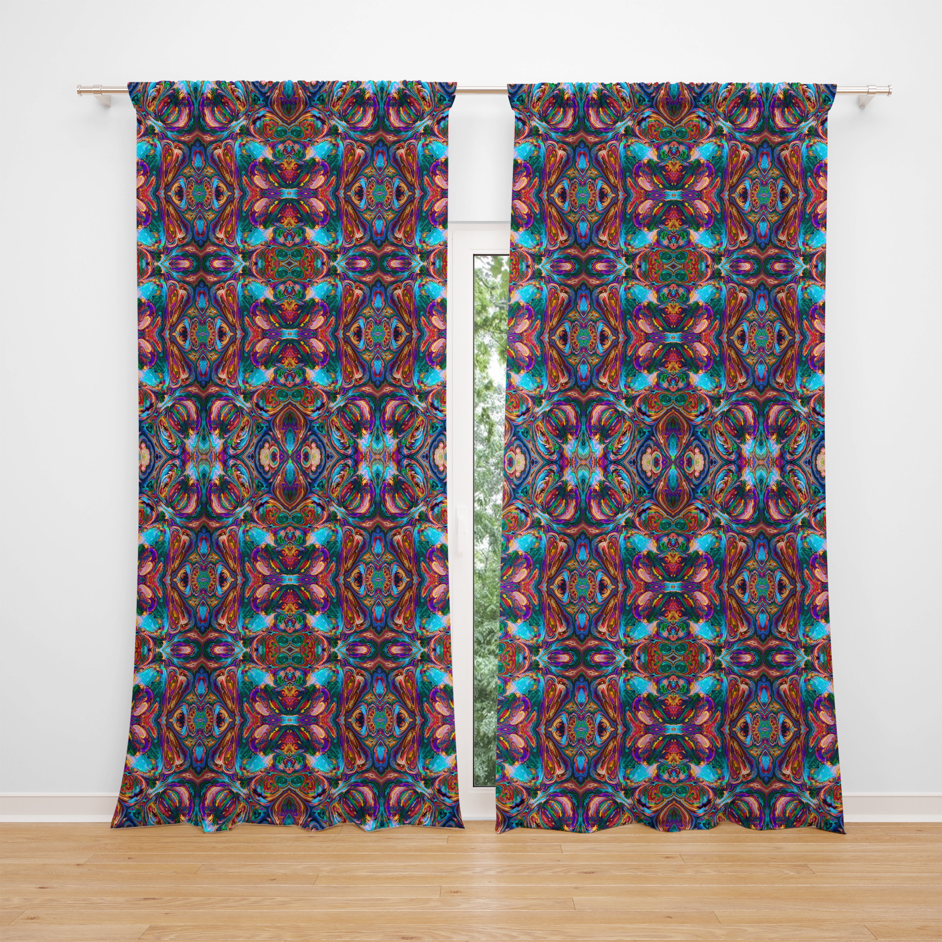 Colorful Boho Abstract Window Curtains | Etsy