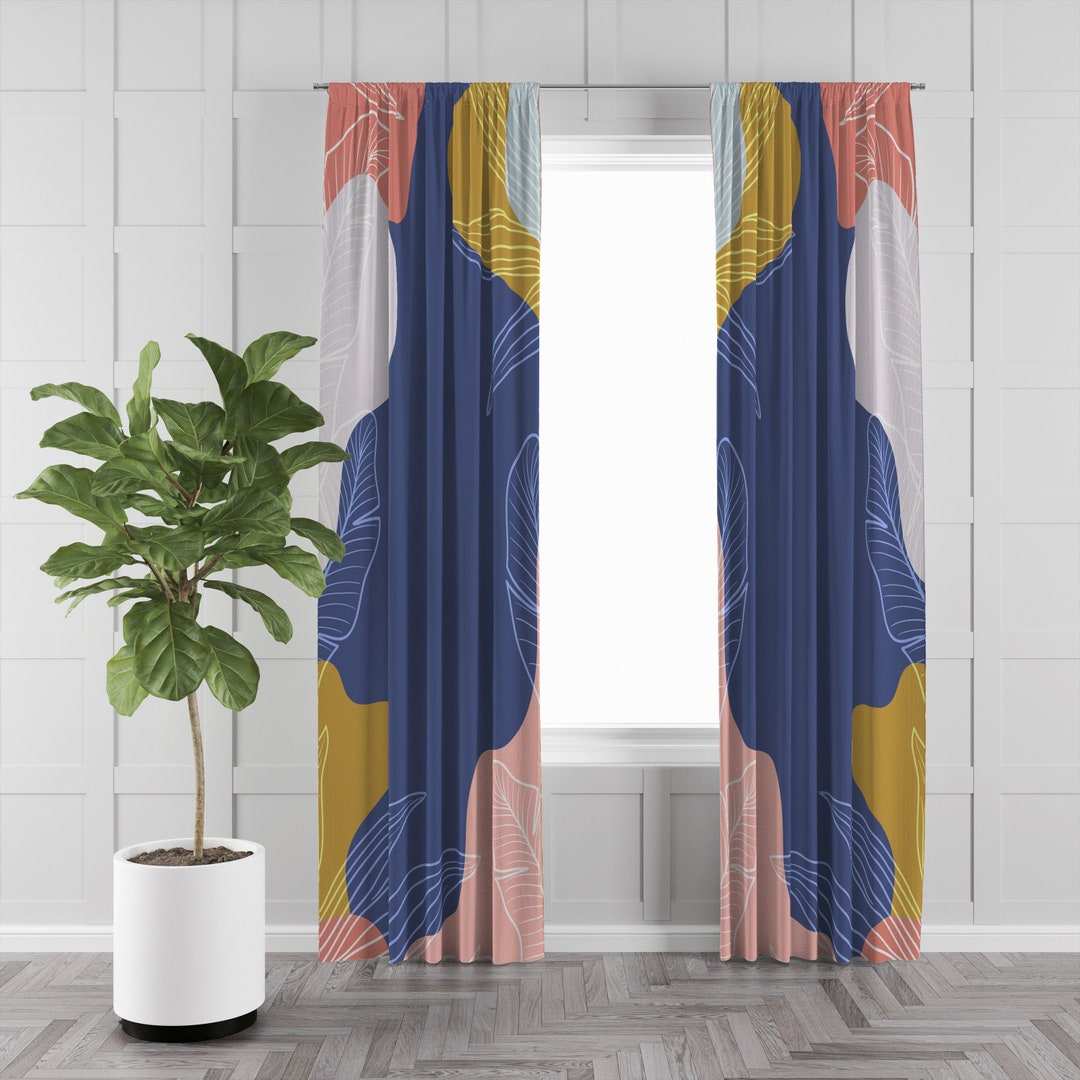 Modern Abstract Window Curtains Lined, Blockout, Sheer, Semi Sheer ...