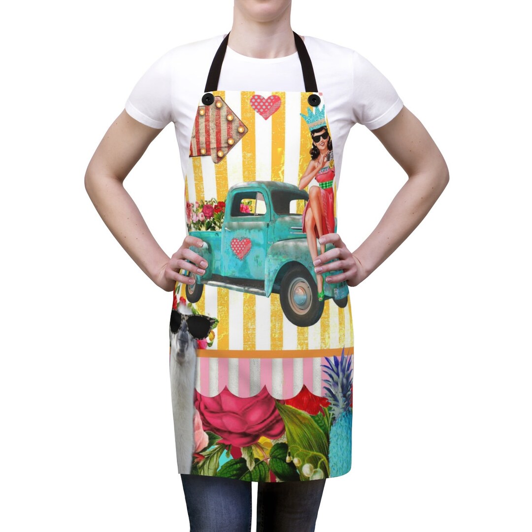 Apron Retro Diva Vintage Collage Llama - Etsy