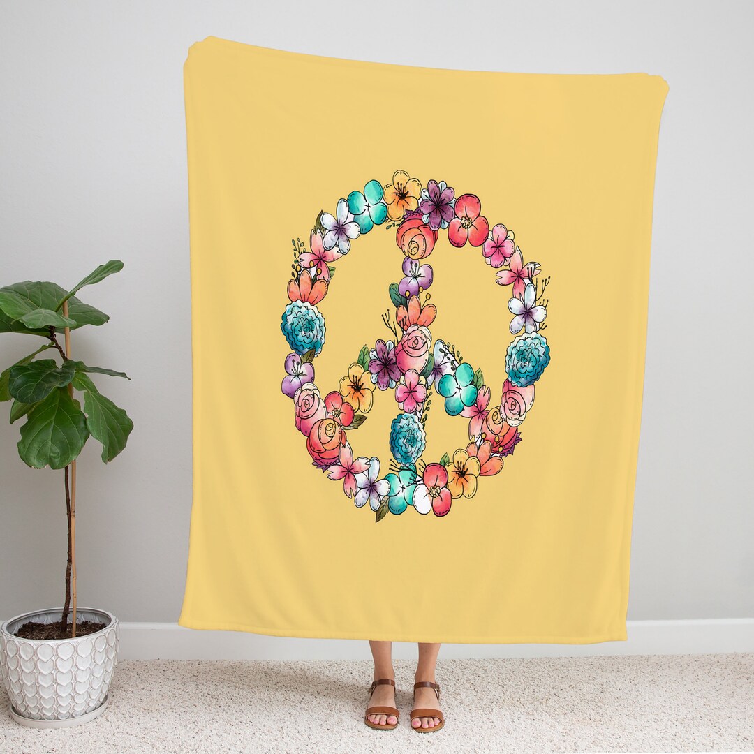 Floral Peace Sign Blanket - Etsy
