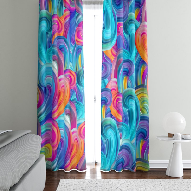 Multicolored Curtains - Etsy