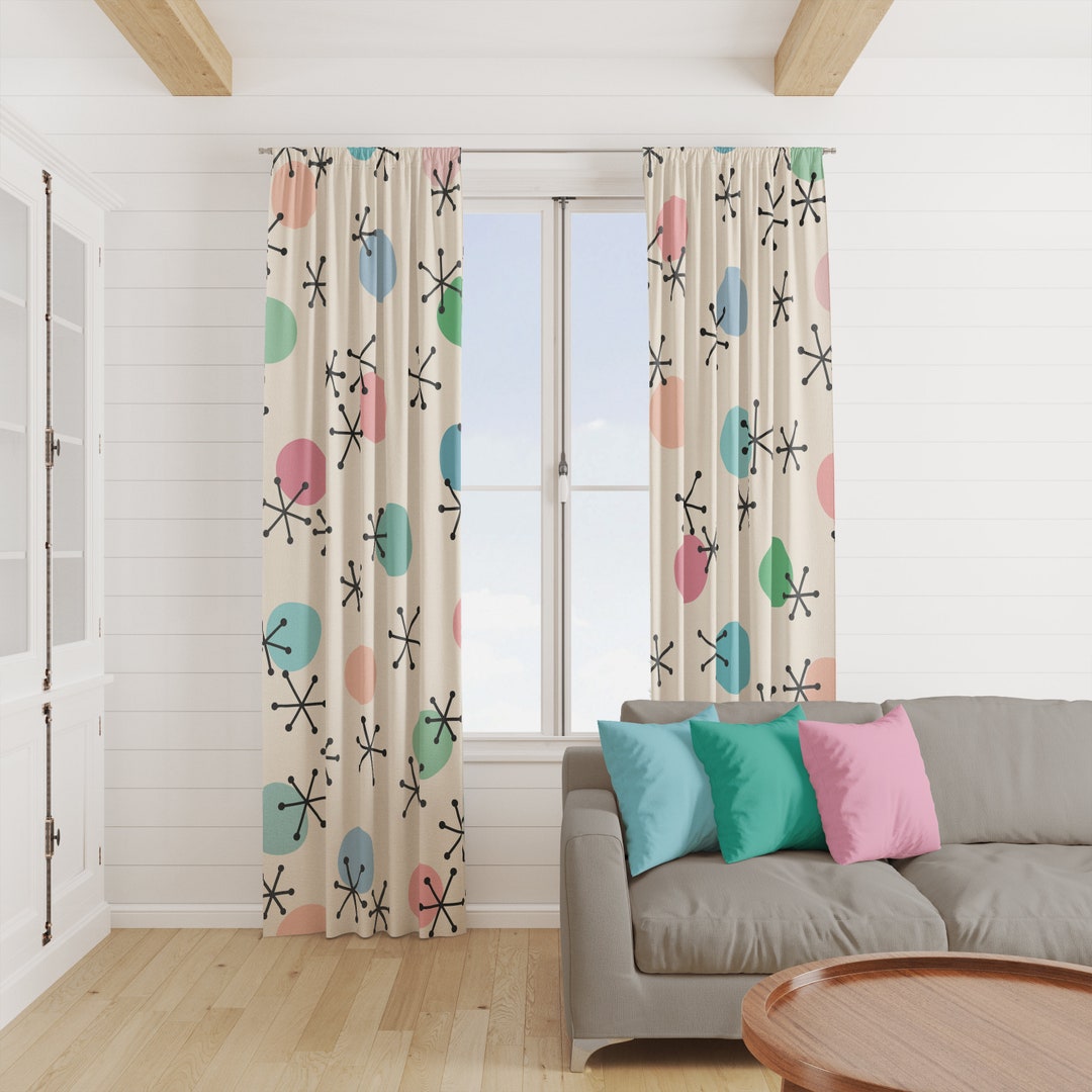 Atomic Window Curtains Mid Century Modern Design - Etsy
