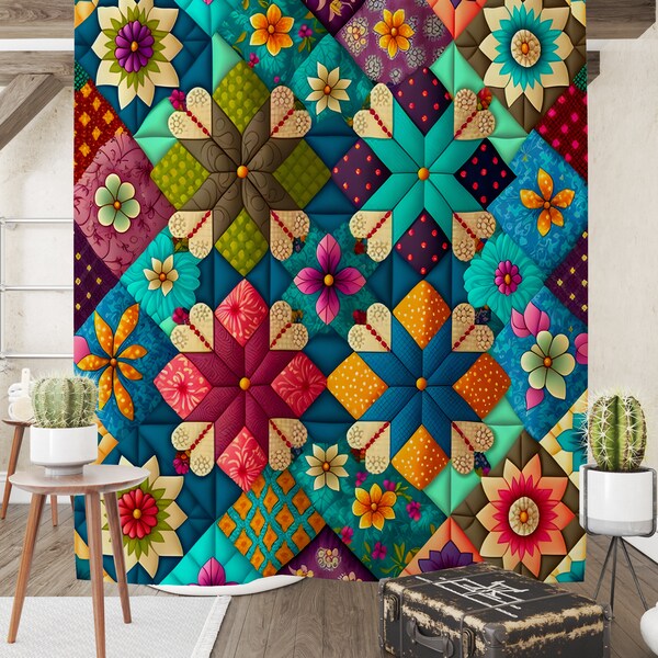 Patchwork Curtain - Etsy