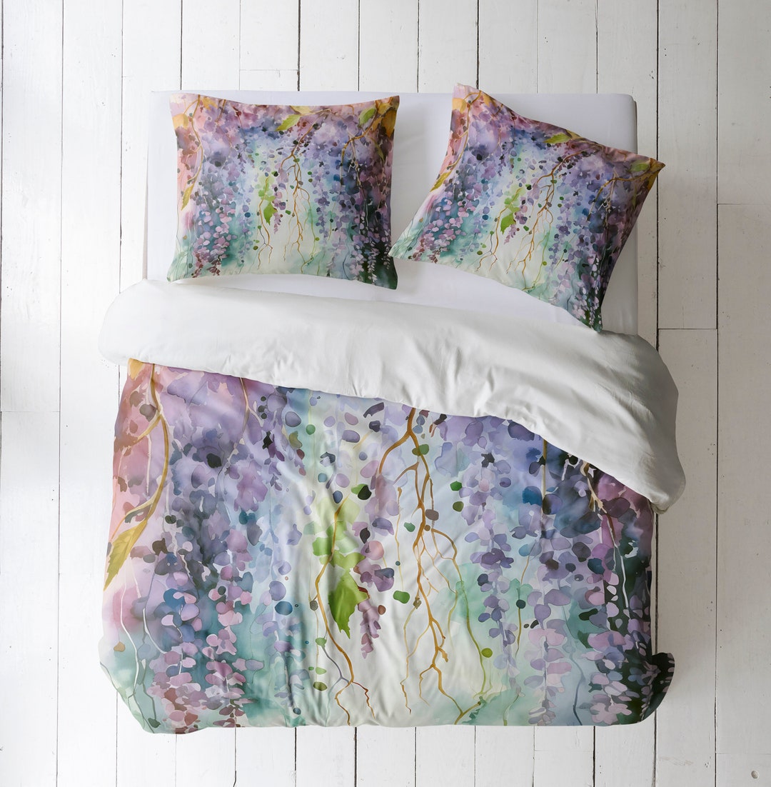 Wisteria Floral Watercolor Comforter Or Duvet Cover Etsy